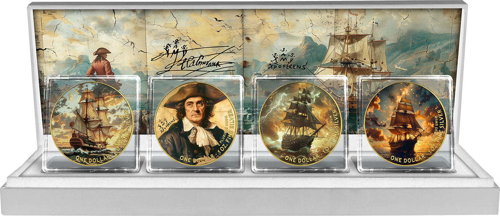 Christoph Kolumbus Set 2024 | 4x 1 oz Silber teilvergoldet