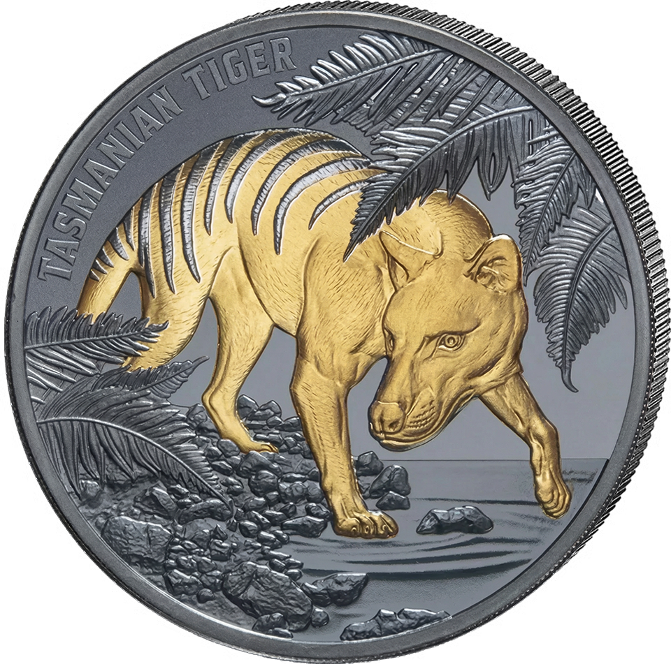 1 Unze Silber Tasmanischer Tiger 2026 | Black Proof teilvergoldet