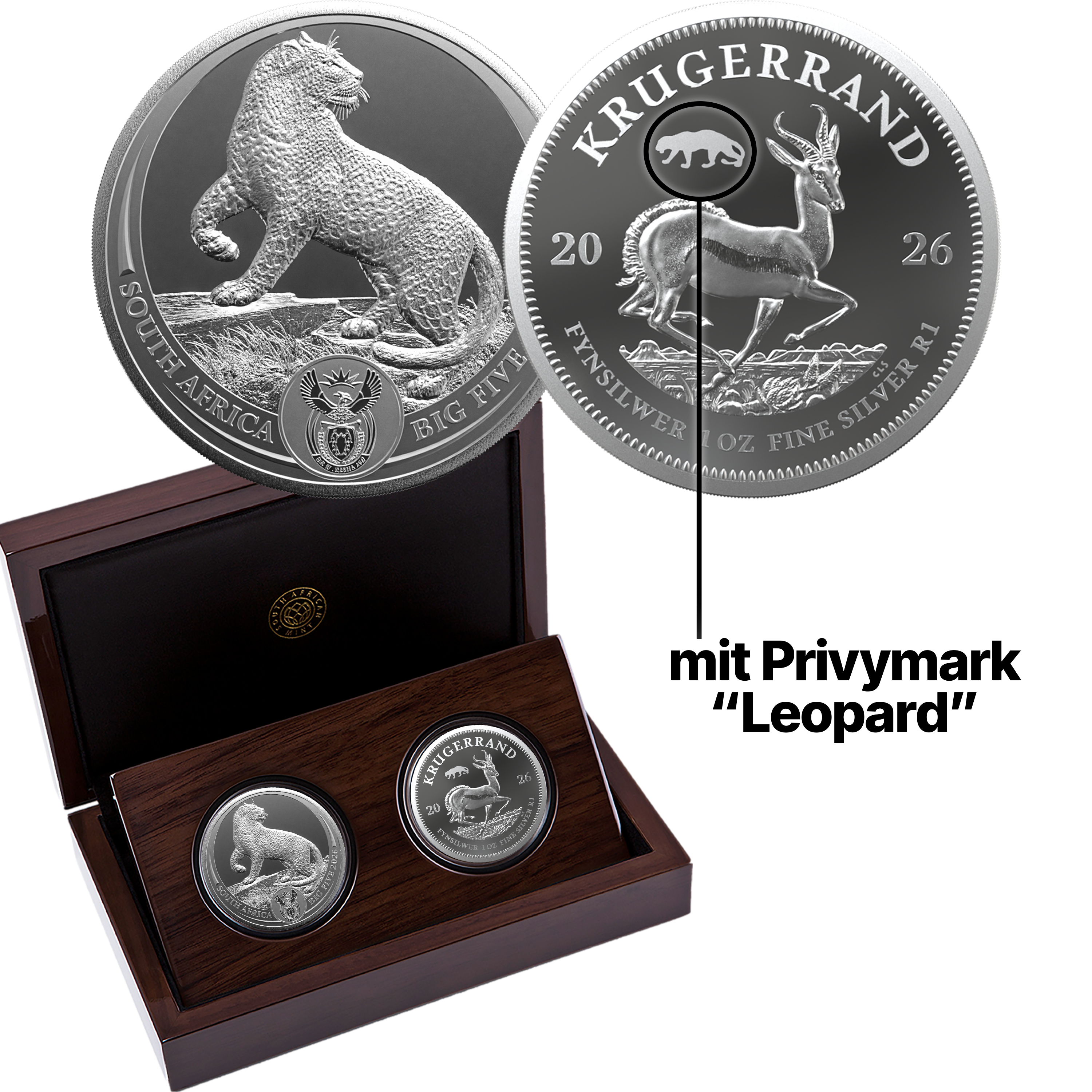 Big Five III Silber Krügerrand Privymark Set Leopard 2026 | PP